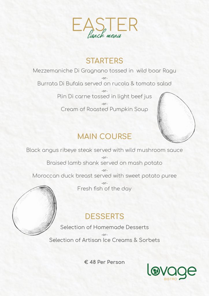 Easter Menu | Lovage Bistro